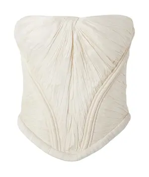 DANIELLE FRANKEL Priscilla Strapless Gathered Taffeta Bustier Top