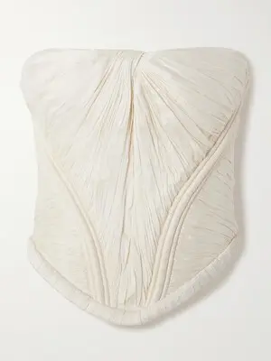 DANIELLE FRANKEL Priscilla Strapless Gathered Taffeta Bustier Top
