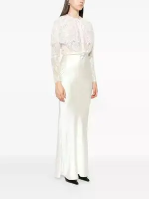 SELF-PORTRAIT Lace-panel Satin Maxi Dress