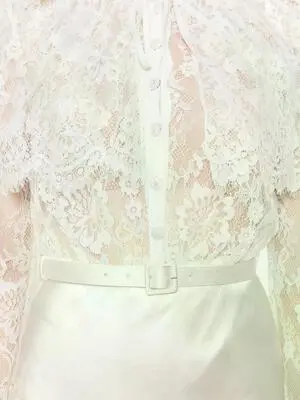 SELF-PORTRAIT Lace-panel Satin Maxi Dress