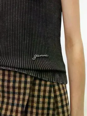 GANNI Ribbed Tank Top - Black