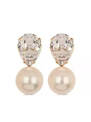 JENNIFER BEHR Crystal And Pearl Drop Earrings - Neutrals