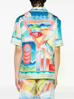 Casablanca Galaxy Court Geometric-print Silk Shirt - Blue