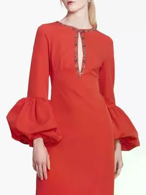 Marchesa Puff-sleeve Column Gown