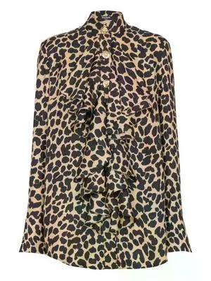 Balmain Ruffled Leopard-print Shirt