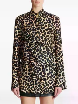 Balmain Ruffled Leopard-print Shirt