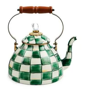 MACKENZIE-CHILDS Emerald Check 3-quart Tea Kettle Green
