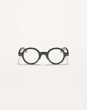 Valentino Garavani Round Frame Eyeglasses With Crystals - Black/crystal