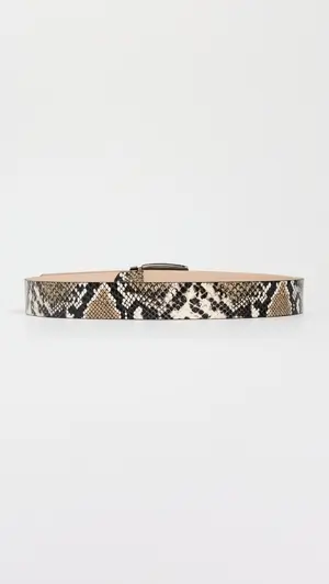 L'Agence Milou Domed Croc Embossed Belt - Dark Snake Embossed