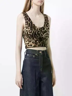 Dolce & Gabbana Leopard-print Draped Crop Top