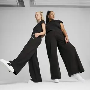 PUMA Wardrobe Essentials Wide Leg Sweatpants - Black
