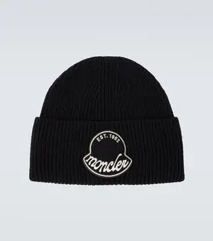 Moncler Ribbed-knit Virgin Wool Beanie - Black