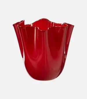 VENINI Fazzoletto Murano Glass Vase Fulvio Bianconi And Paolo - Red