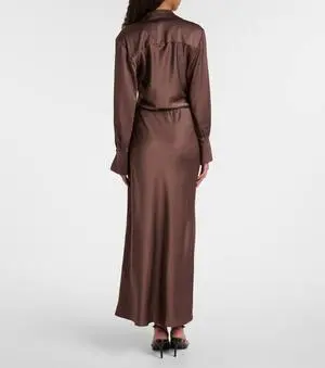 Simkhai Talita Draped Satin Wrap Dress - Brown