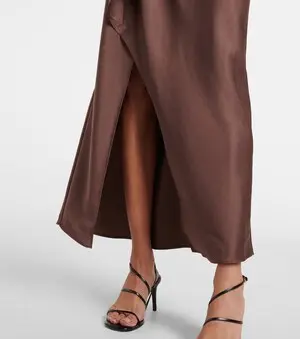 Simkhai Talita Draped Satin Wrap Dress - Brown