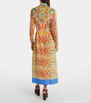 Etro Printed Cotton And Silk Midi Dress