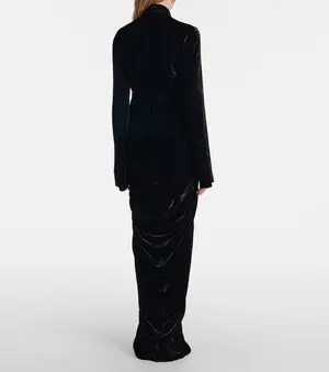 Rick Owens Ruched V-neck Gown - Black