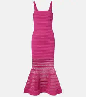 Simkhai Vallarie Ribbed-knit Sheer Midi Dress - Pink