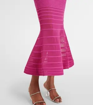 Simkhai Vallarie Ribbed-knit Sheer Midi Dress - Pink