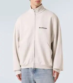 Balenciaga Logo Cotton Jersey Track Jacket