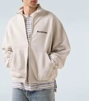 Balenciaga Logo Cotton Jersey Track Jacket