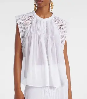 MARANT ETOILE Grecia Lace-trimmed Cotton Blouse - White