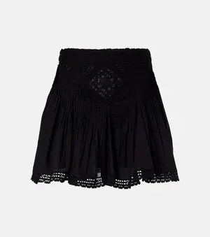 MARANT ETOILE Goldie Lace-Trimmed Organic Cotton Miniskirt