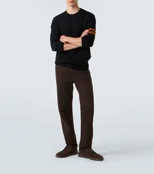 Zegna Striped Wool Crewneck Sweater - Black