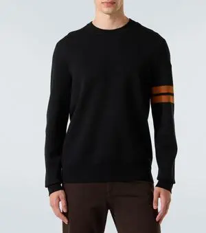 Zegna Striped Wool Crewneck Sweater - Black