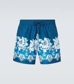 Etro Printed Swim Trunks Blue