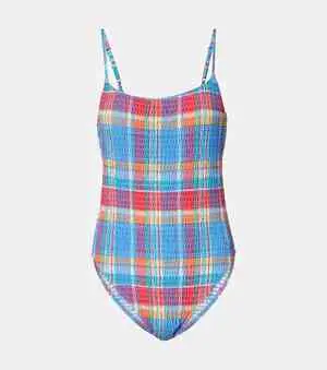 Polo Ralph Lauren Smocked Kennedy Checked Swimsuit - Multicoloured