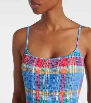 Polo Ralph Lauren Smocked Kennedy Checked Swimsuit - Multicoloured