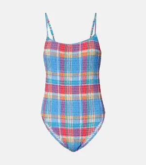 Polo Ralph Lauren Smocked Kennedy Checked Swimsuit - Multicoloured