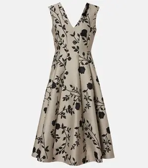 Max Mara Clea Floral Midi Dress - Beige