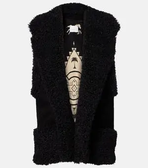 Johanna Ortiz Shearling-trimmed Suede Vest - Black