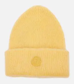 Moncler Logo Mohair And Wool-blend Beanie - Yellow