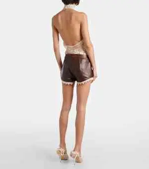 Magda Butrym Crochet Leather Shorts