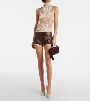 Magda Butrym Crochet Leather Shorts