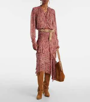 MARANT ETOILE Neolin Printed Crepe Blouse - Red