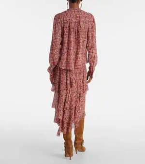 MARANT ETOILE Neolin Printed Crepe Blouse - Red