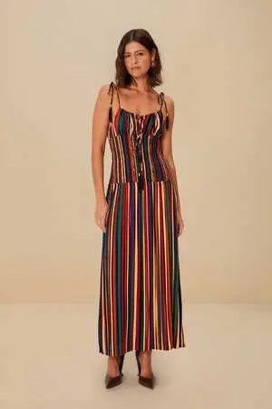 Farm Rio Pipa Stripes Midi Dress