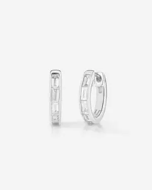 Ring Concierge Baguette Diamond Huggie Earrings - One-color