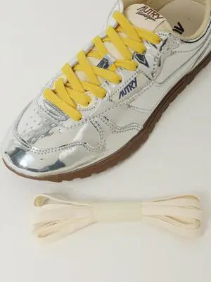 AUTRY Lace-up Metallic Sneakers - Silver