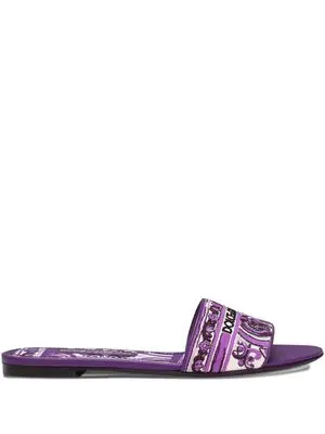 Dolce & Gabbana Maiolica Print Slides - Purple
