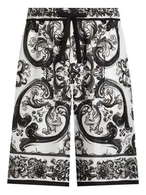 Dolce & Gabbana Printed Silk Shorts - Black