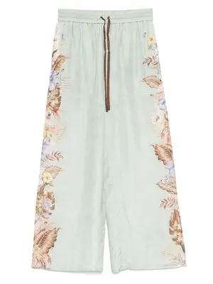 Zimmermann Printed Silk Trousers - Verde Acqua