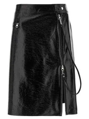 COURREGES Zipped Vinyl Midi Skirt - Black