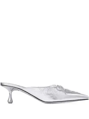 JIMMY CHOO Scarlett 50 Leather Mules - Silver