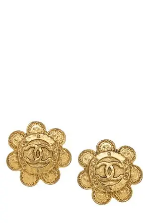 Chanel Paris Round Flower Earrings