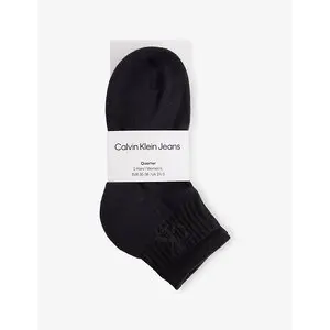 Calvin Klein Pack Of Two Cotton-blend Ankle Socks - Black